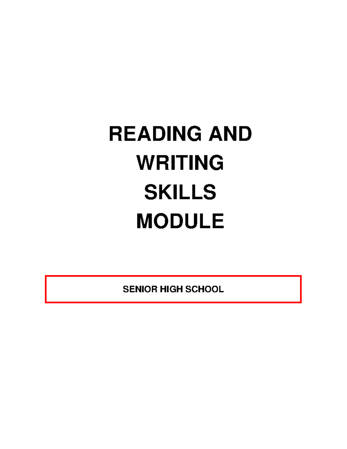 Reading-AND- Writing- Module- Reference - SENIOR HIGH SCHOOL READING ...