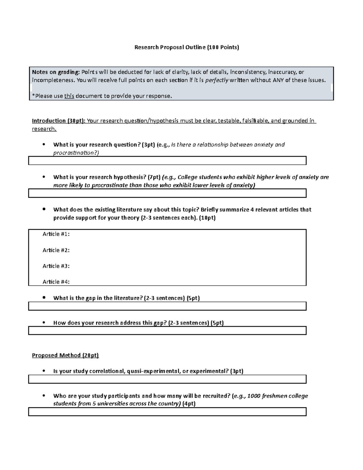 PSYC 344 Research Proposal Outline (100 Points) Guide - Studocu