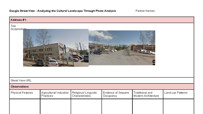 Google Street View: Cultural Landscape Analysis & Observations - Studocu