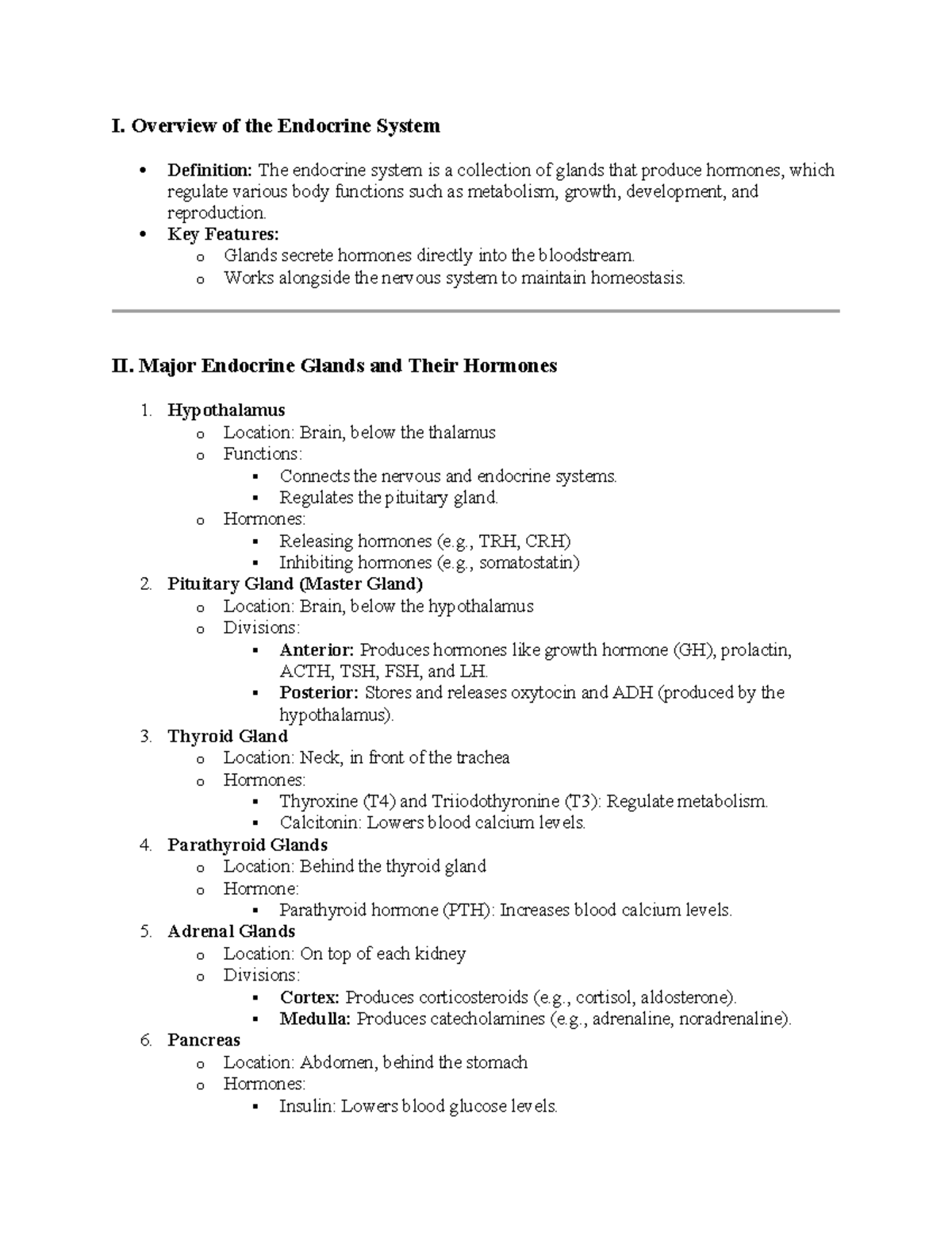 Endocrine System Overview - LECTURE NOTES - Studocu