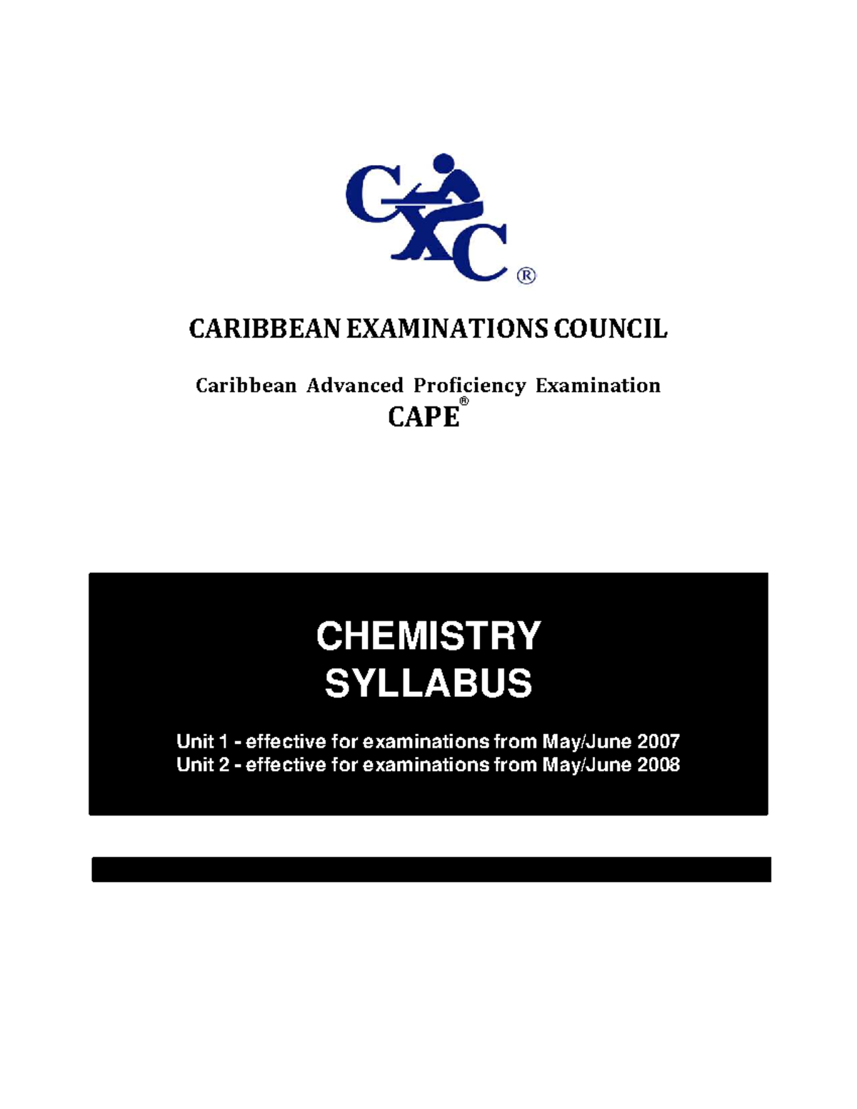 CXC CAPE Chemistry Syllabus Unit 1: Fundamentals in Chemistry - Studocu