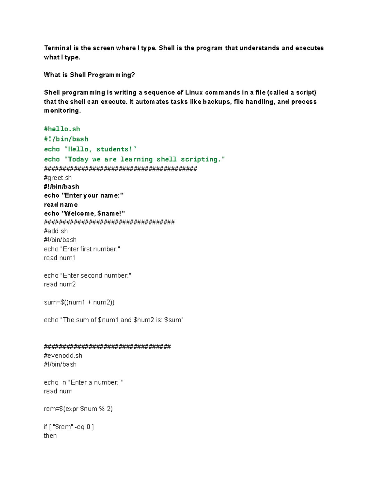 LAB 2: Shell Programming Basics and Linux Commands - Studocu