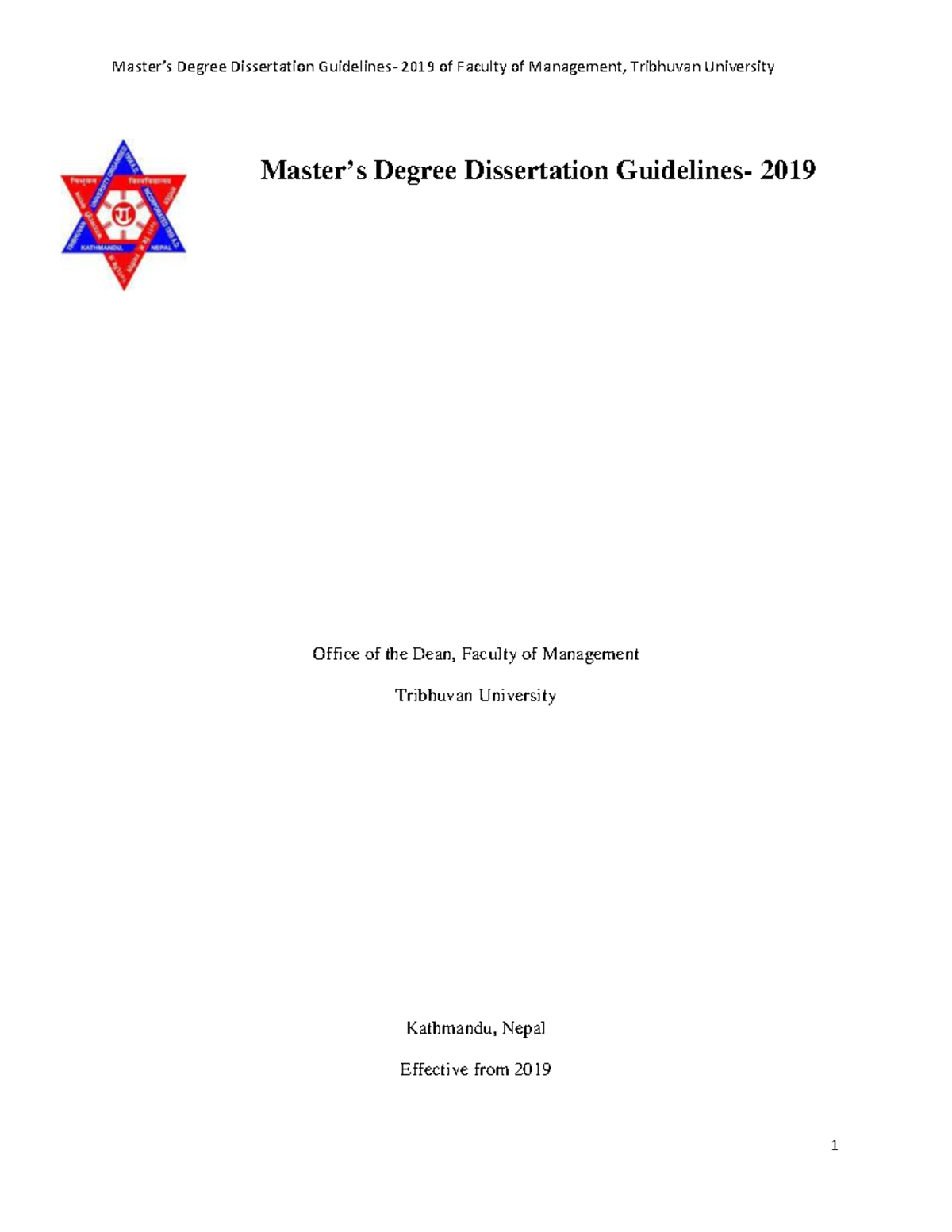 FOM Thesis Guidelines 2019: Faculty of Management, Tribhuvan University ...