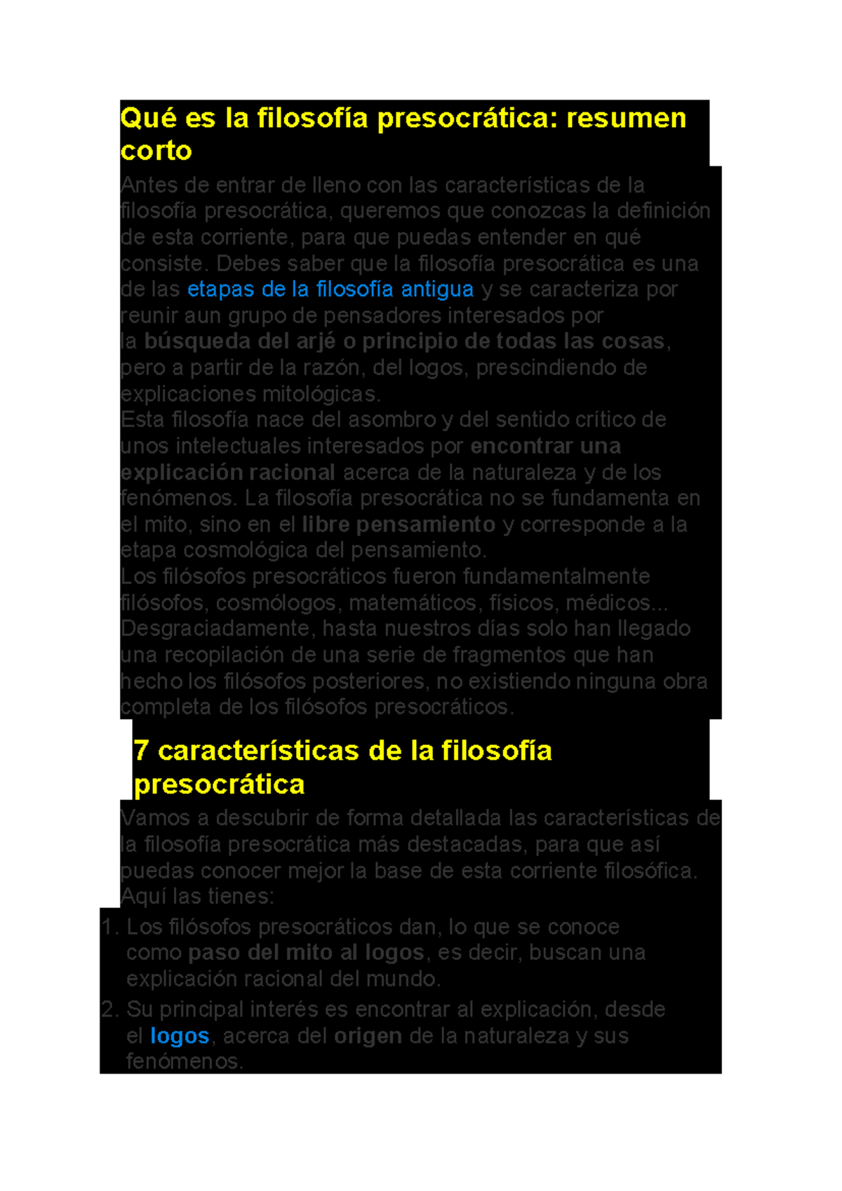 Filosofia Presocratica - Qué es la filosofía presocrática: resumen ...