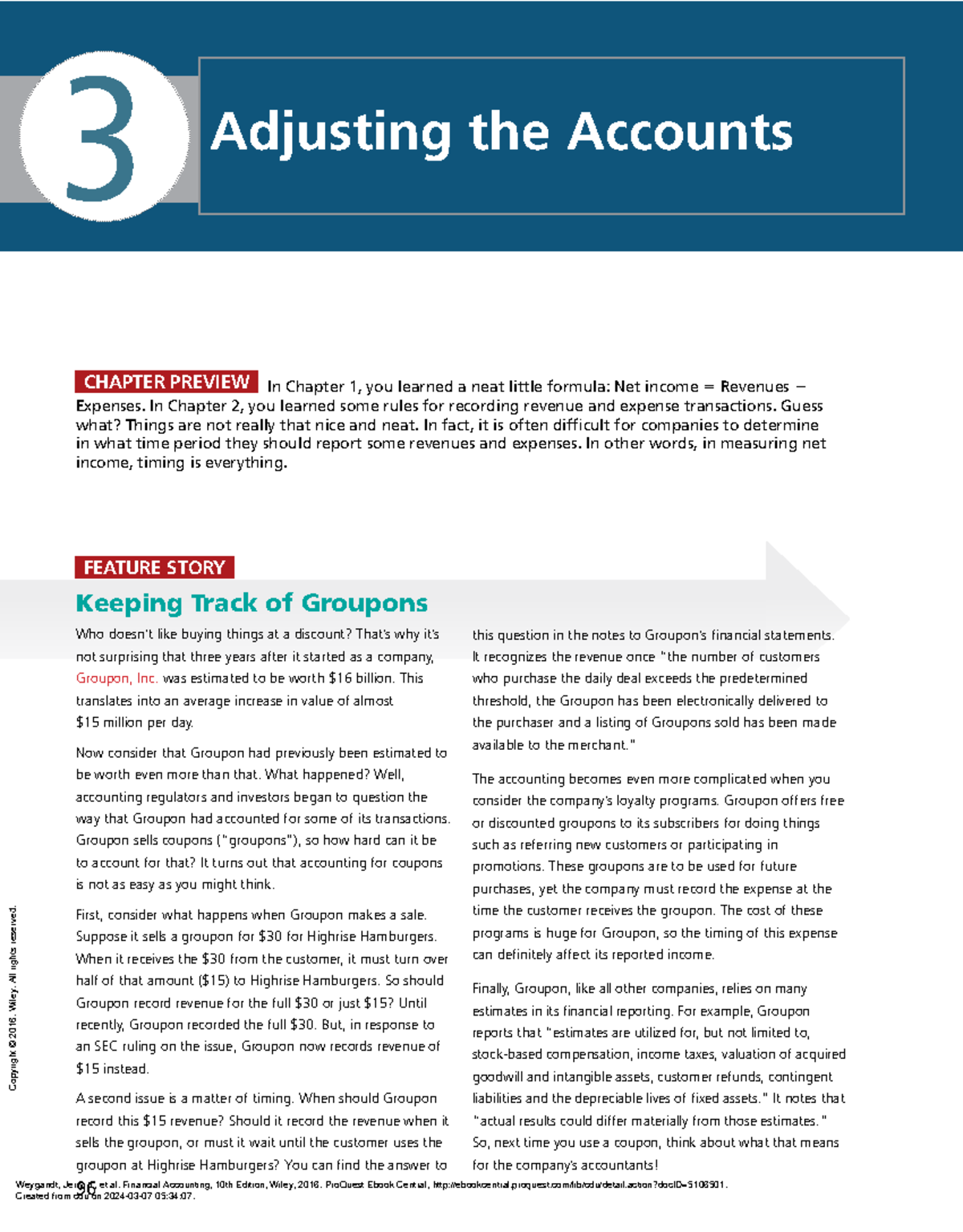 Financial Accounting 10th Ed. - Chapter 3: Adjusting the Accounts - Studocu