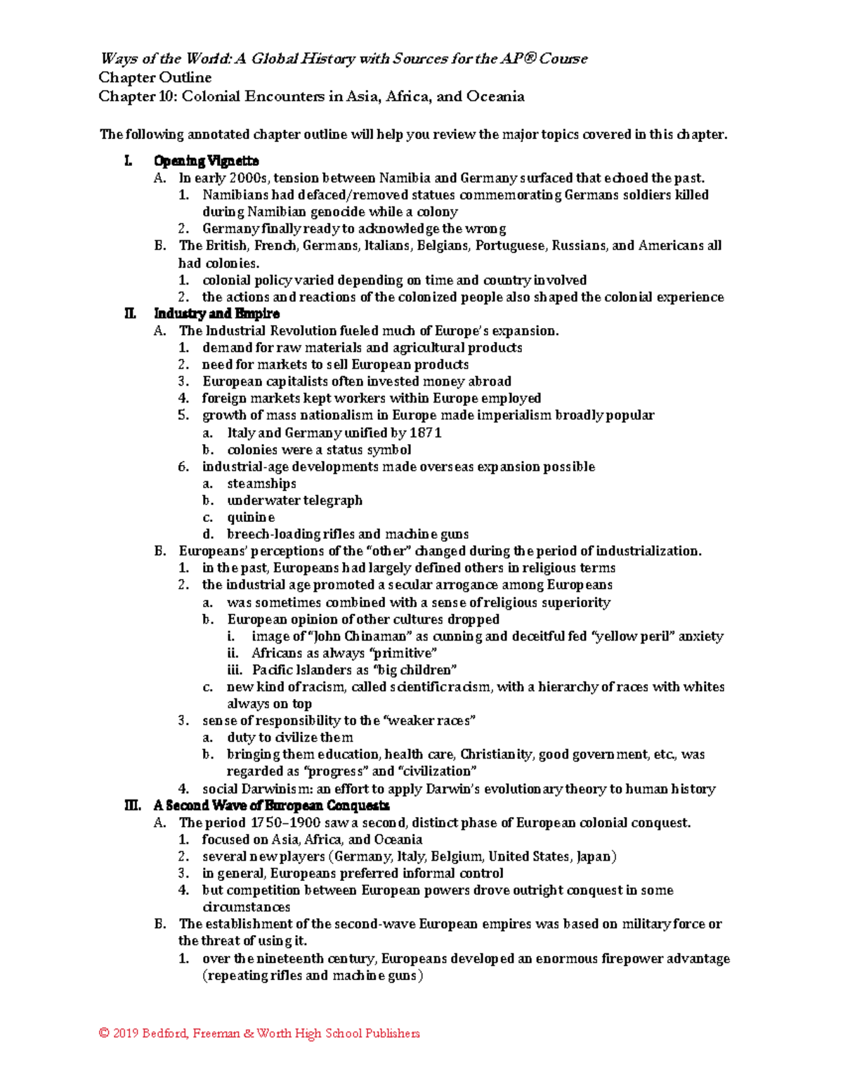 Ways of the World Chapter 10: Colonial Encounters Overview - Studocu