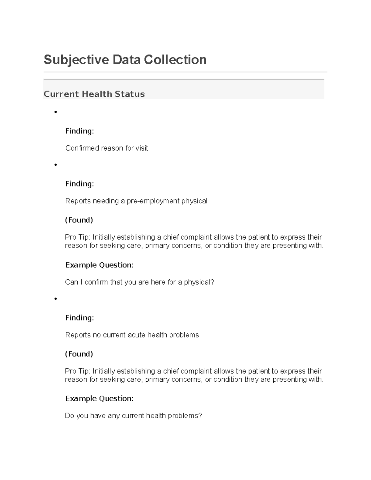 Subjective Data Collection - Tina Jones (Assessment & Findings) - Studocu