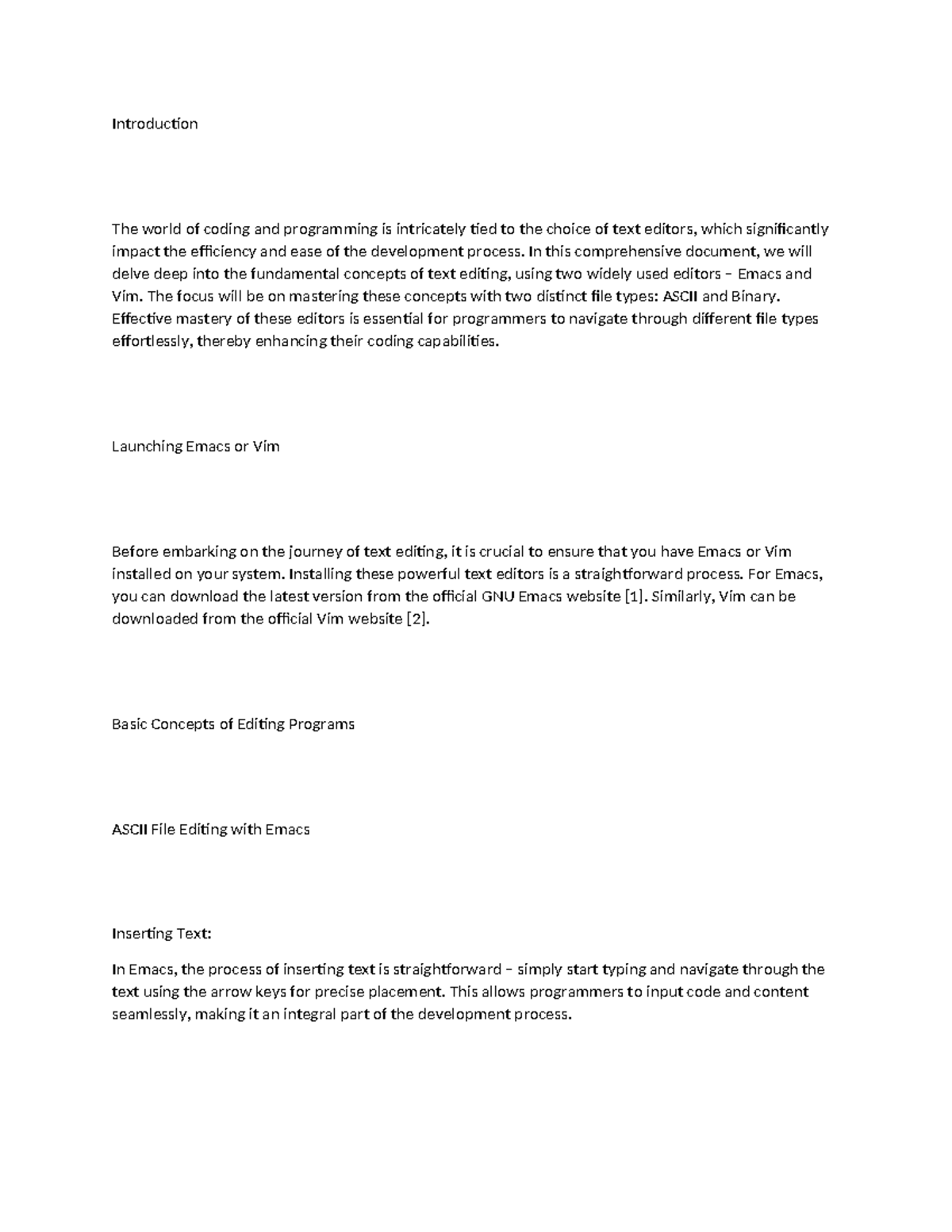 Text Editing Basics: Mastering Emacs & Vim for ASCII/Binary Files - Studocu