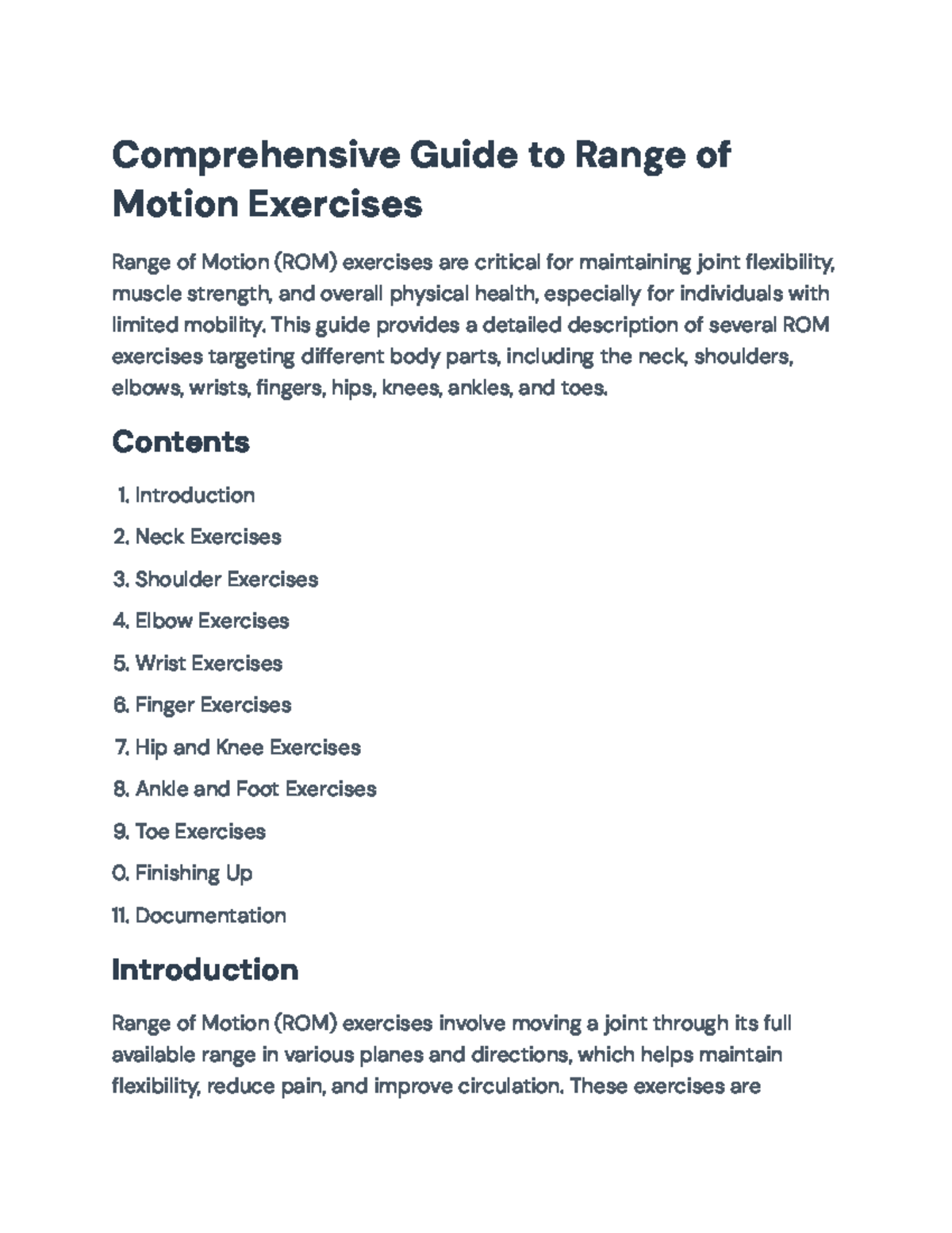 Comprehensive Guide to Range of Motion Exercises for Rehabilitation ...