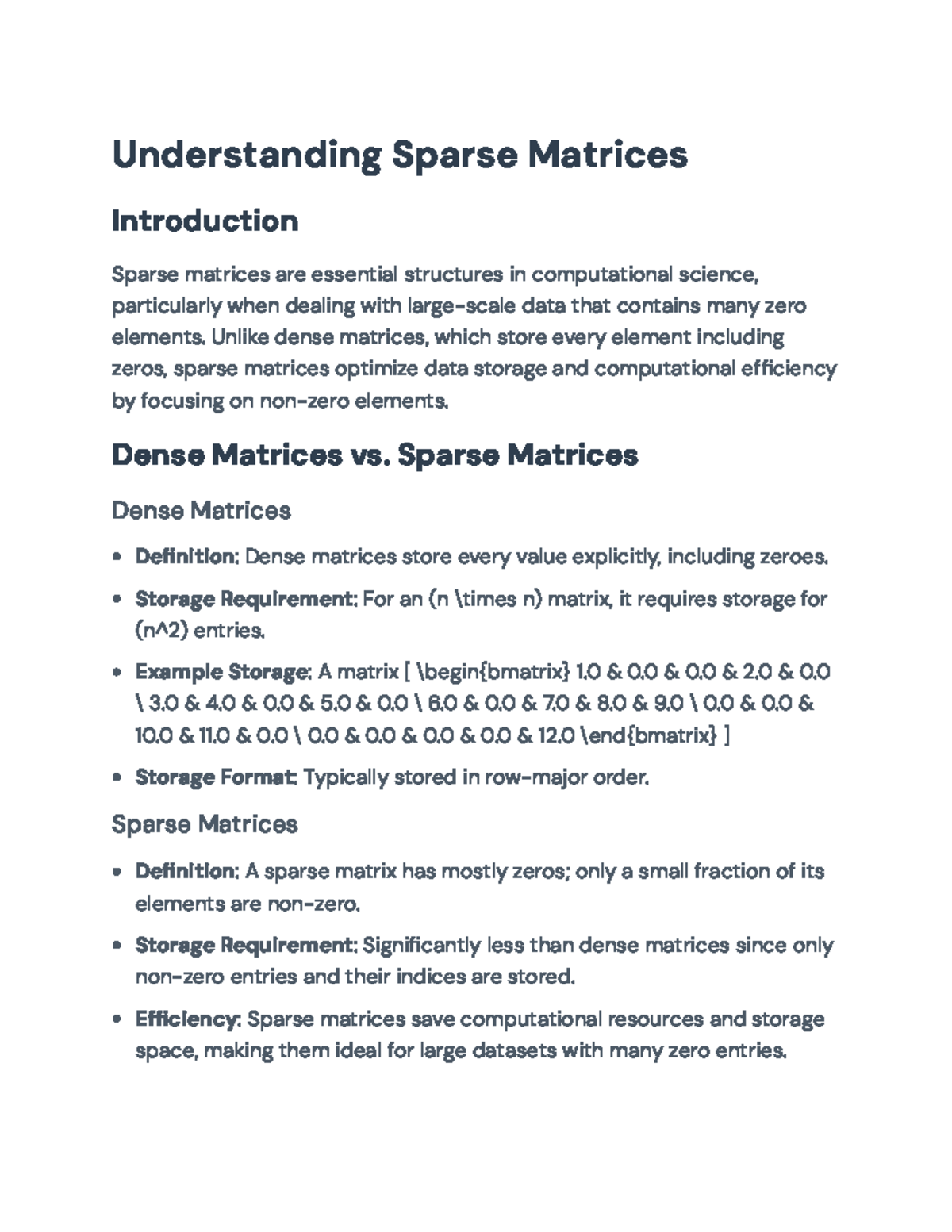 Understanding Sparse Matrices: Storage, Formats, and Applications ...