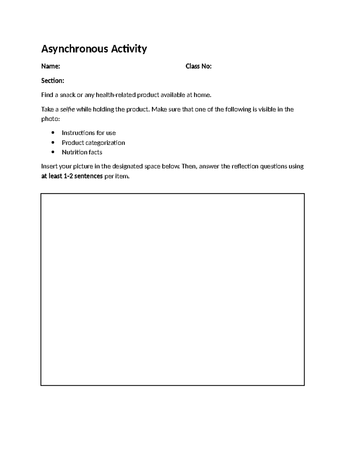 Asynchronous Activity Q4: Reflection on Home Product Selection - Studocu