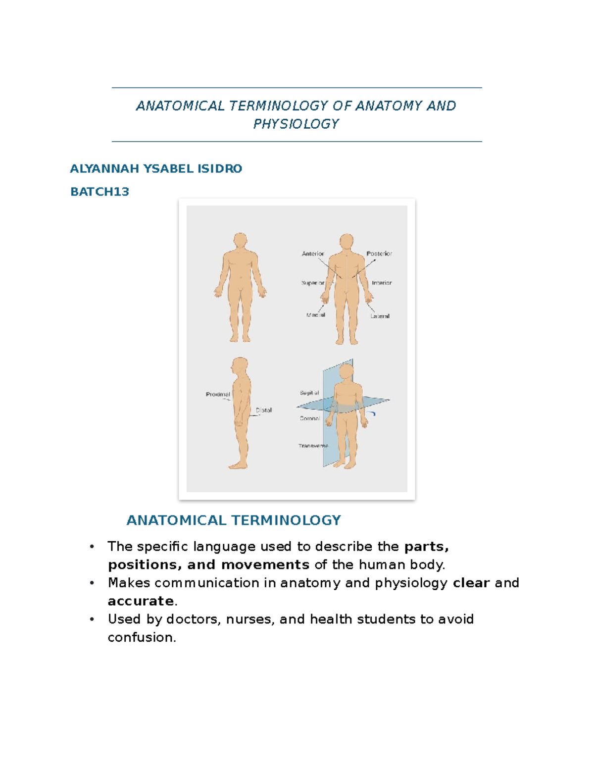 ANATOMY 101: Anatomical Terminology and Caregiving Management - Studocu