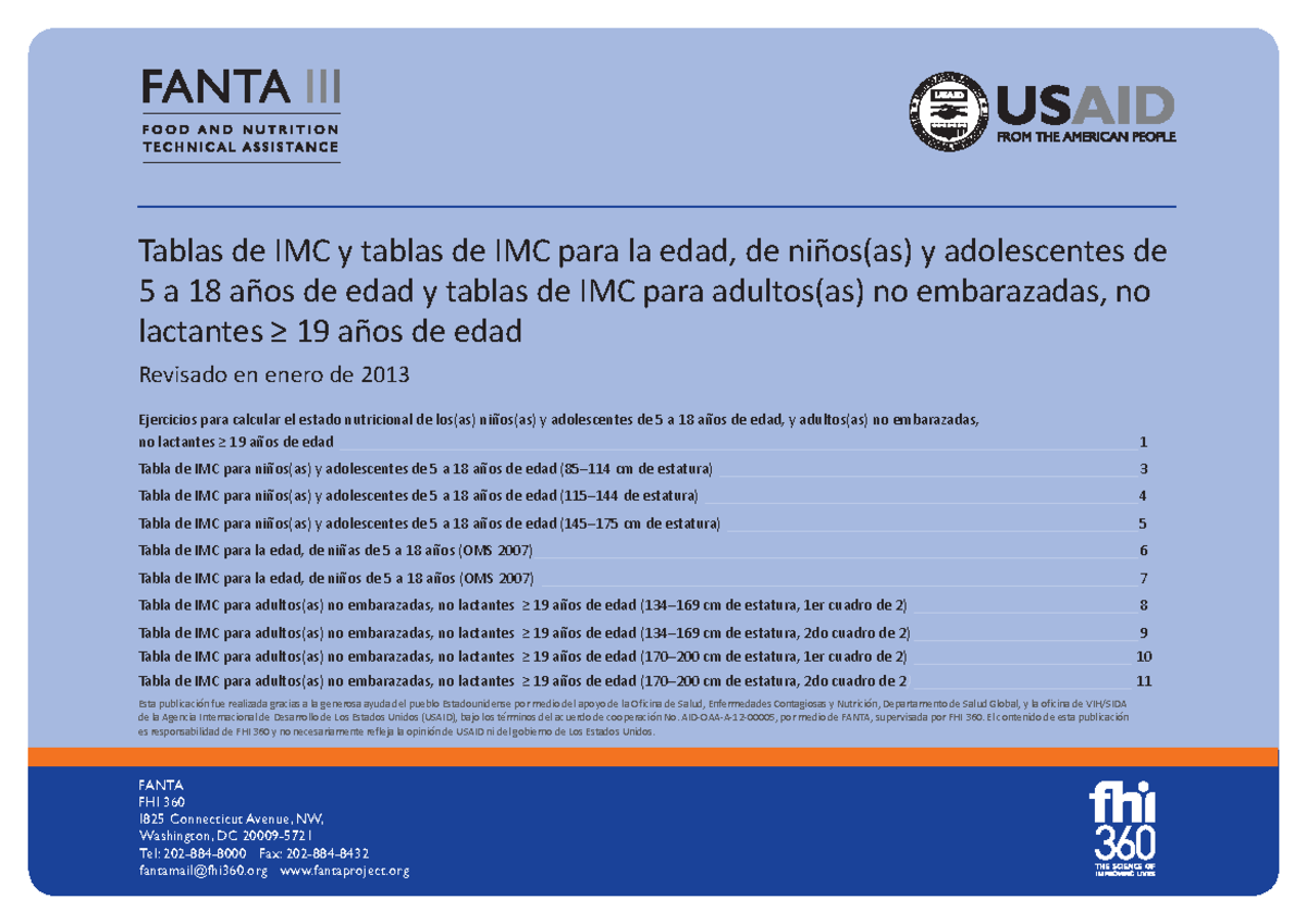 Fanta-BMI - TABLA DE PESOS INFANTIL Y ADULTA - FANTA FHI 360 1825 ...