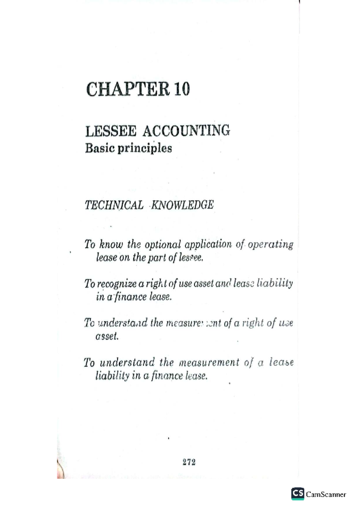 CHAPTER 10: LESSEE ACCOUNTING UNDER IFRS 16 - CS 272 - Studocu
