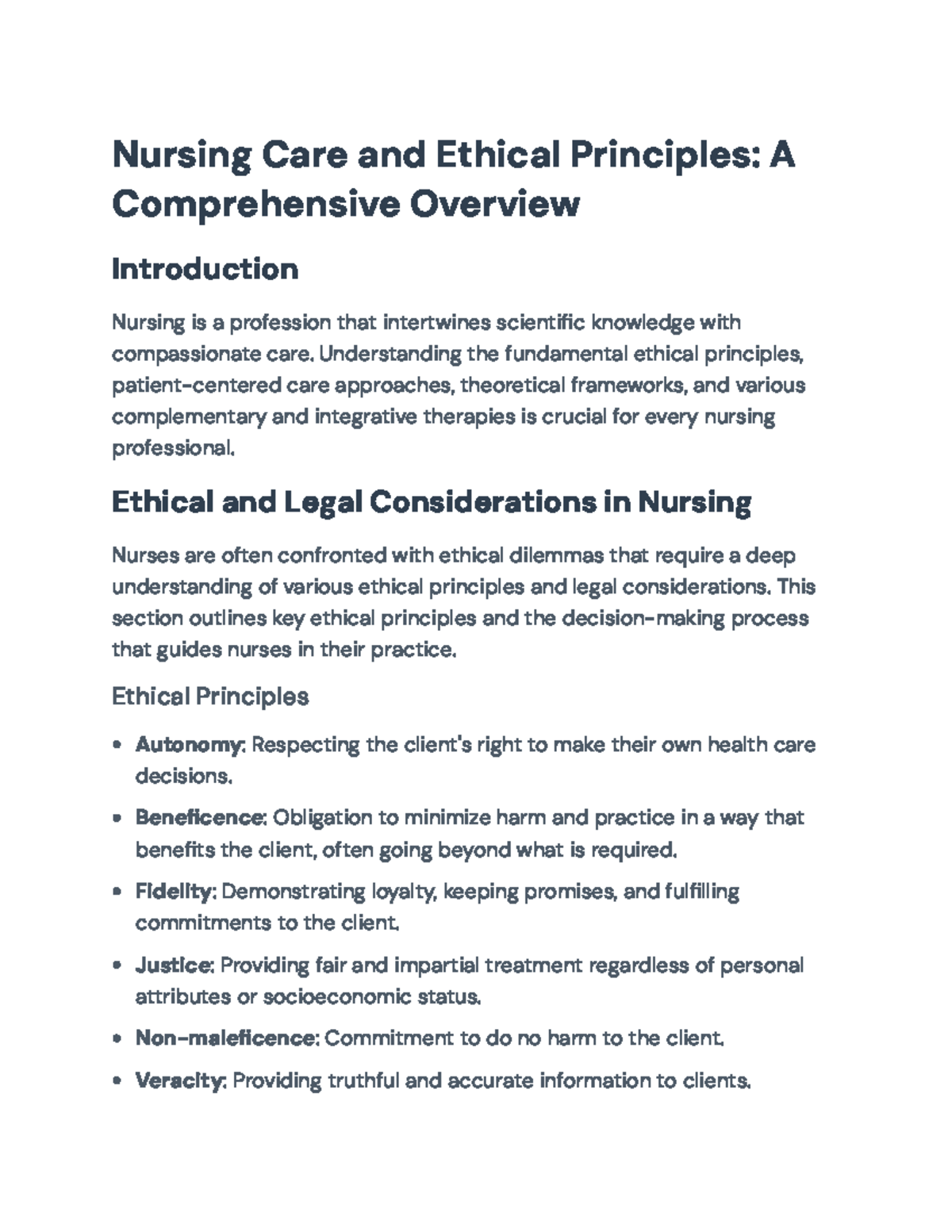 Nursing Ethics and Care: Principles, Frameworks, and Integrative ...