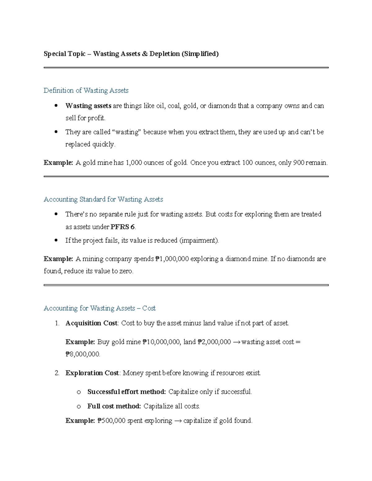 Wasting Assets Depletion: Simplified Overview and Accounting (ACCT 101 ...