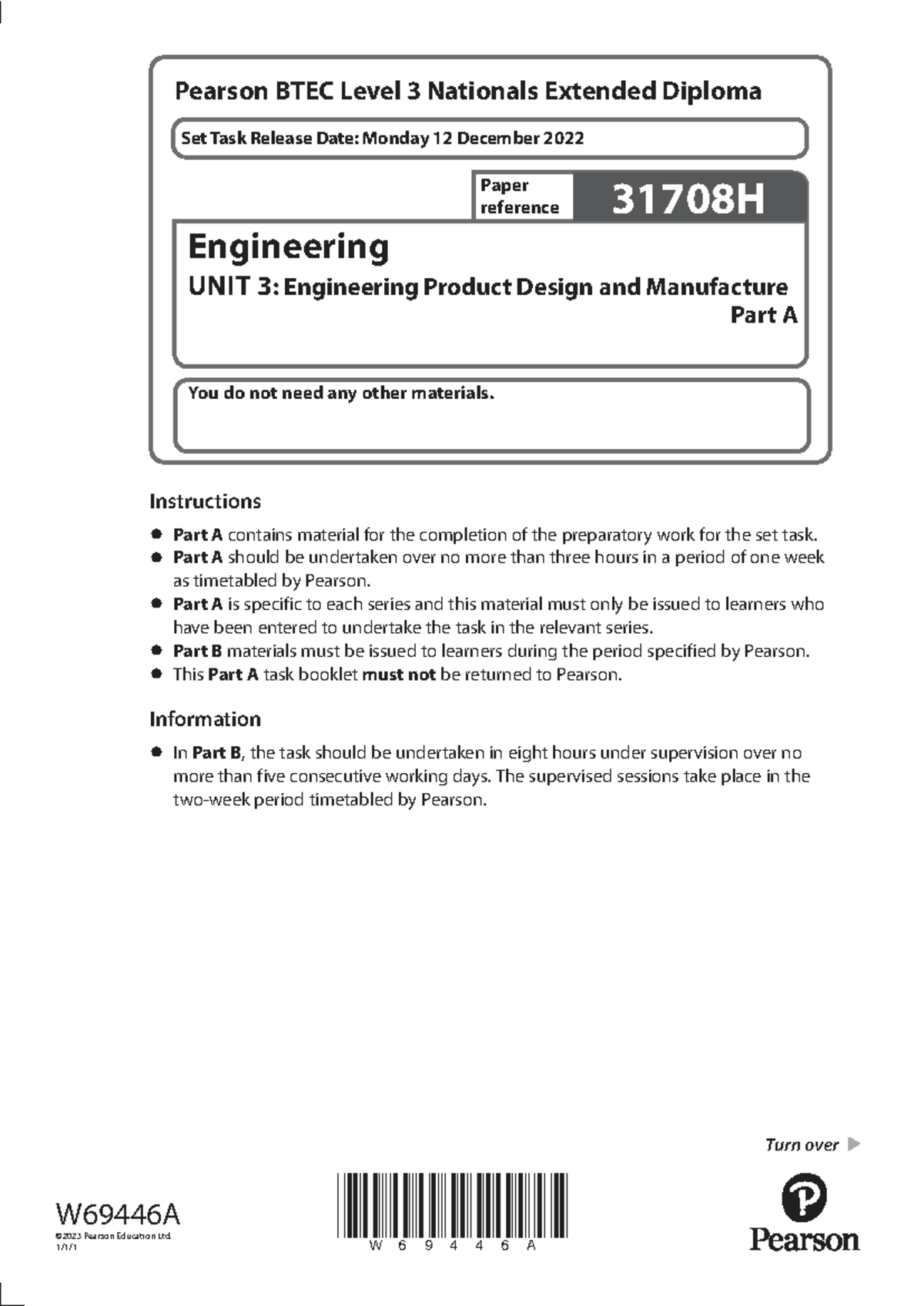 BTEC Level 3 Engineering Unit 3: Product Design & Manufacture Task A ...