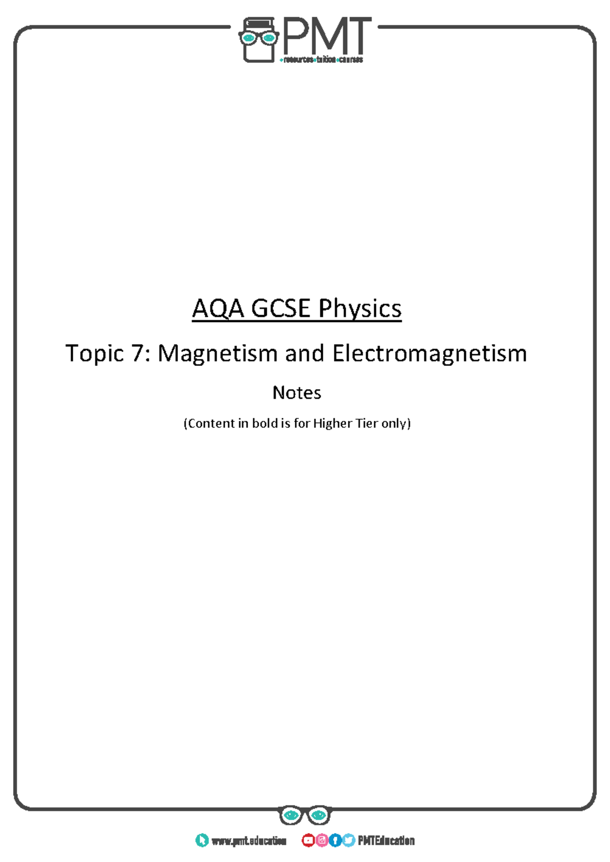 AQA GCSE Physics Topic 7: Magnetism & Electromagnetism Summary Notes ...