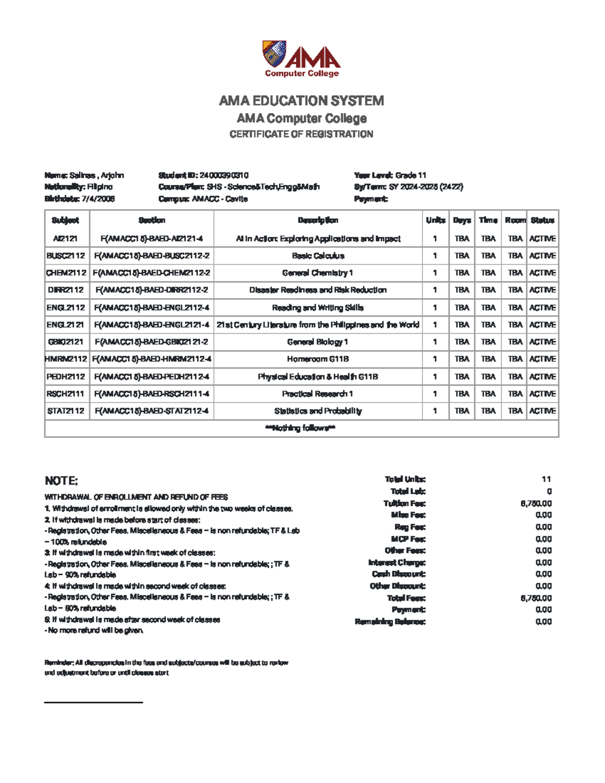 Student Assesment - Easyy - AMA EDUCATION SYSTEM AMA Computer College ...