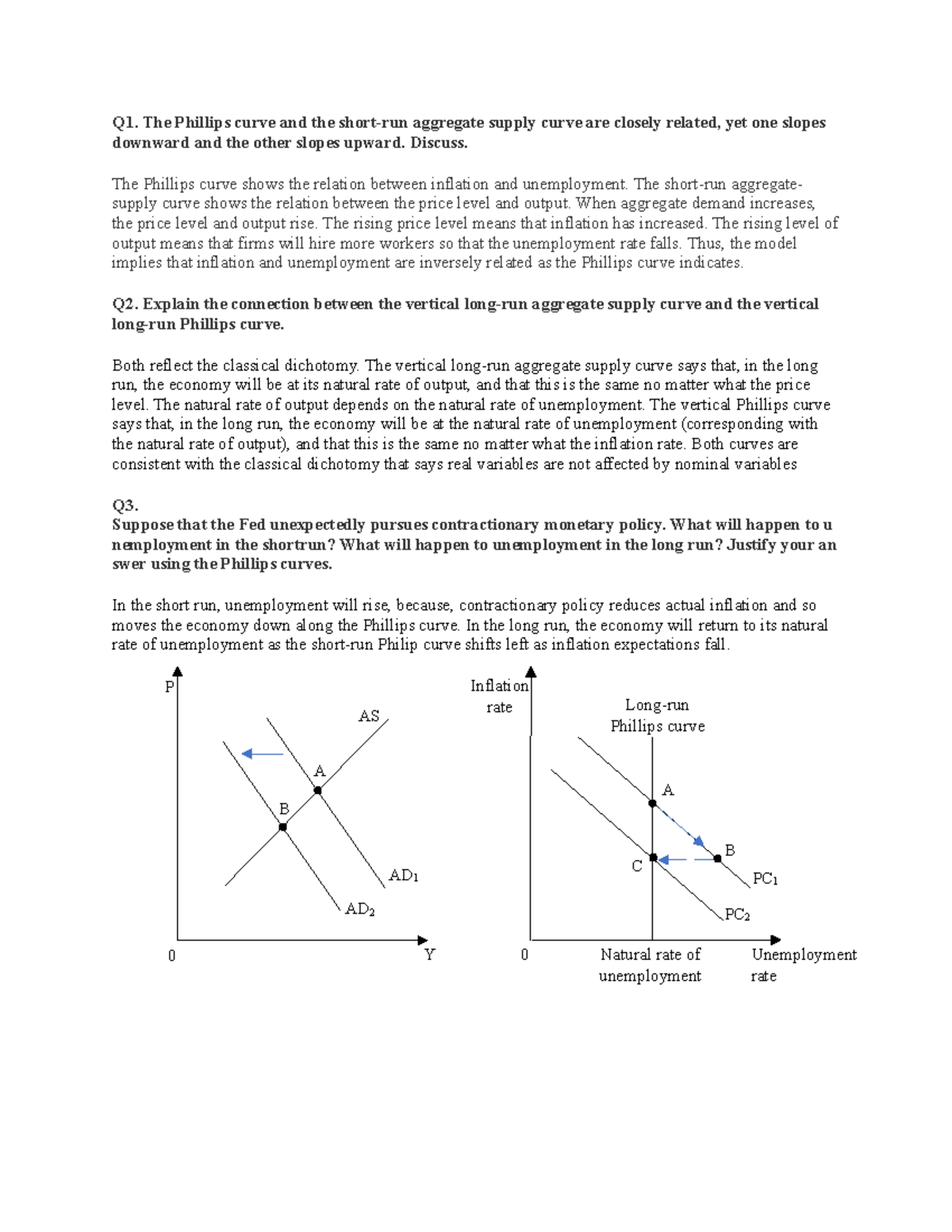 Exercise Philips Curve - Macroeconomics 1 - Q1. The Phillips curve and ...