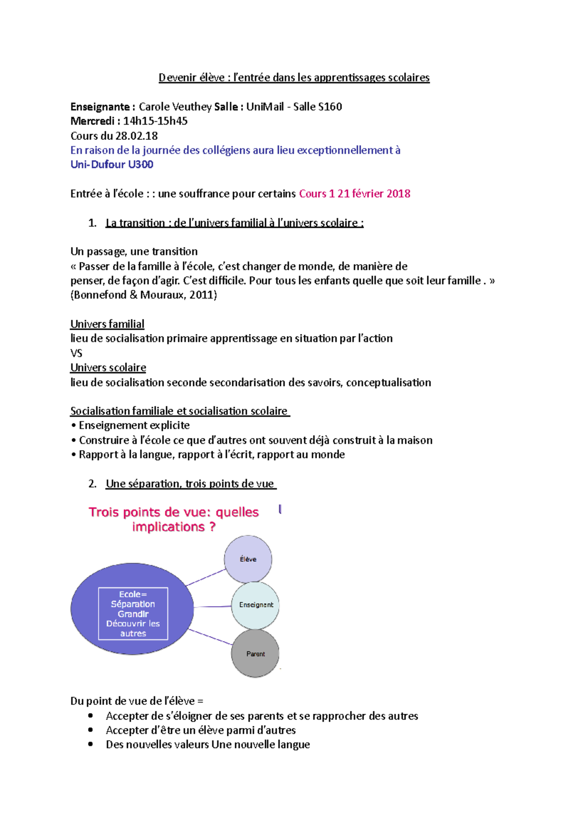 Devenir élève - Résumé du cours en entier avec slides - Devenir : dans ...