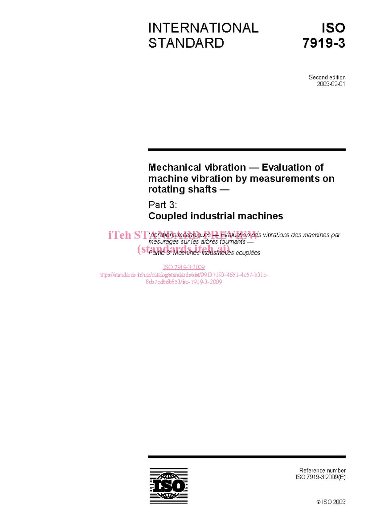 ISO 7919-3 - Mechanical Vibration of Rotating Shafts: Coupled ...