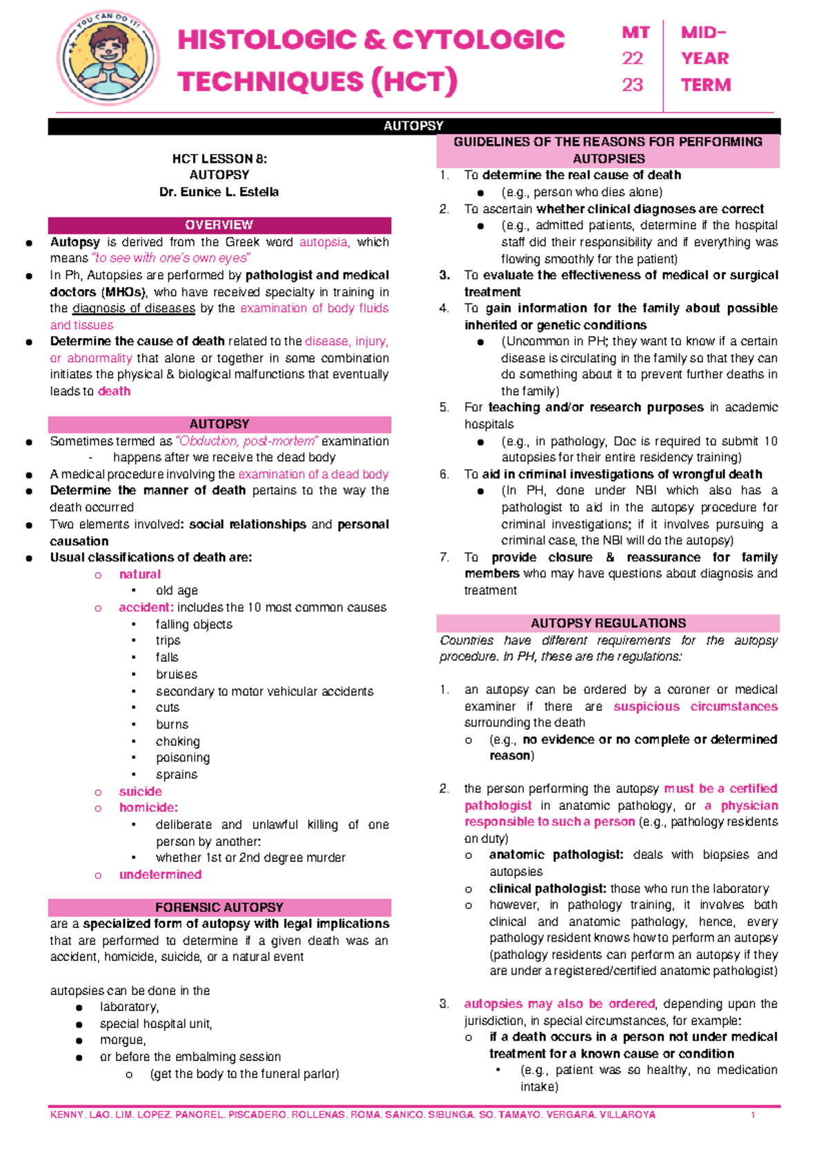 L9 - Autopsy Overview and Guidelines for Procedures - Studocu