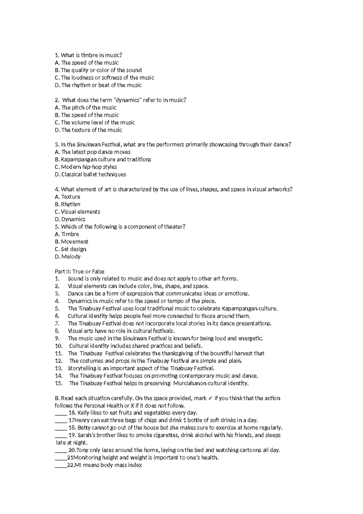 Grade 4 MAPEH First Quarter Review: Arts, Music, and Health Insights ...