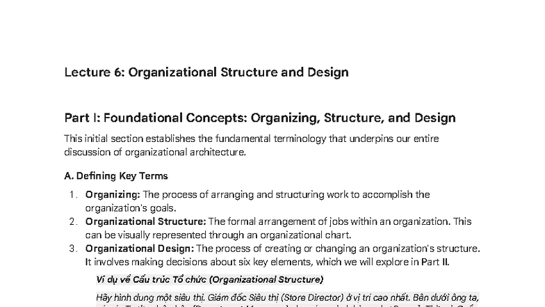 Lec6: Org Structure & Design - Foundational Concepts Overview - Studocu