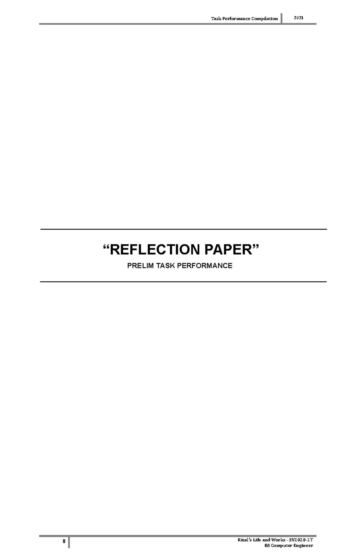 Portfolio (Task Performance Compilation) - Task Performance Compilation 2021 “REFLECTION PAPER ...