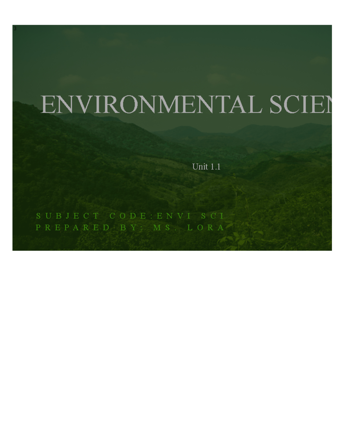 ENV 101: Introduction to Environmental Science - Unit 1.1 Overview ...