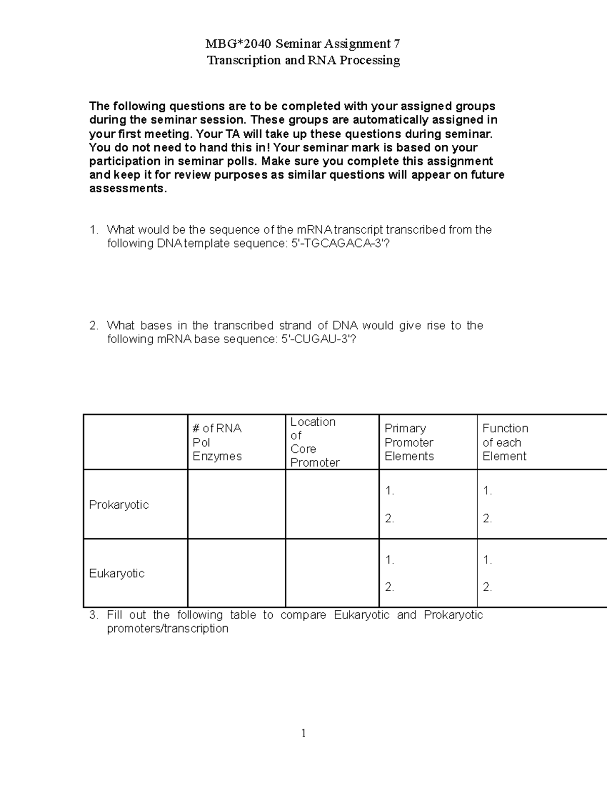 Student Assignment 7 - Transcription - MBG*2040 Seminar Assignment 7 ...