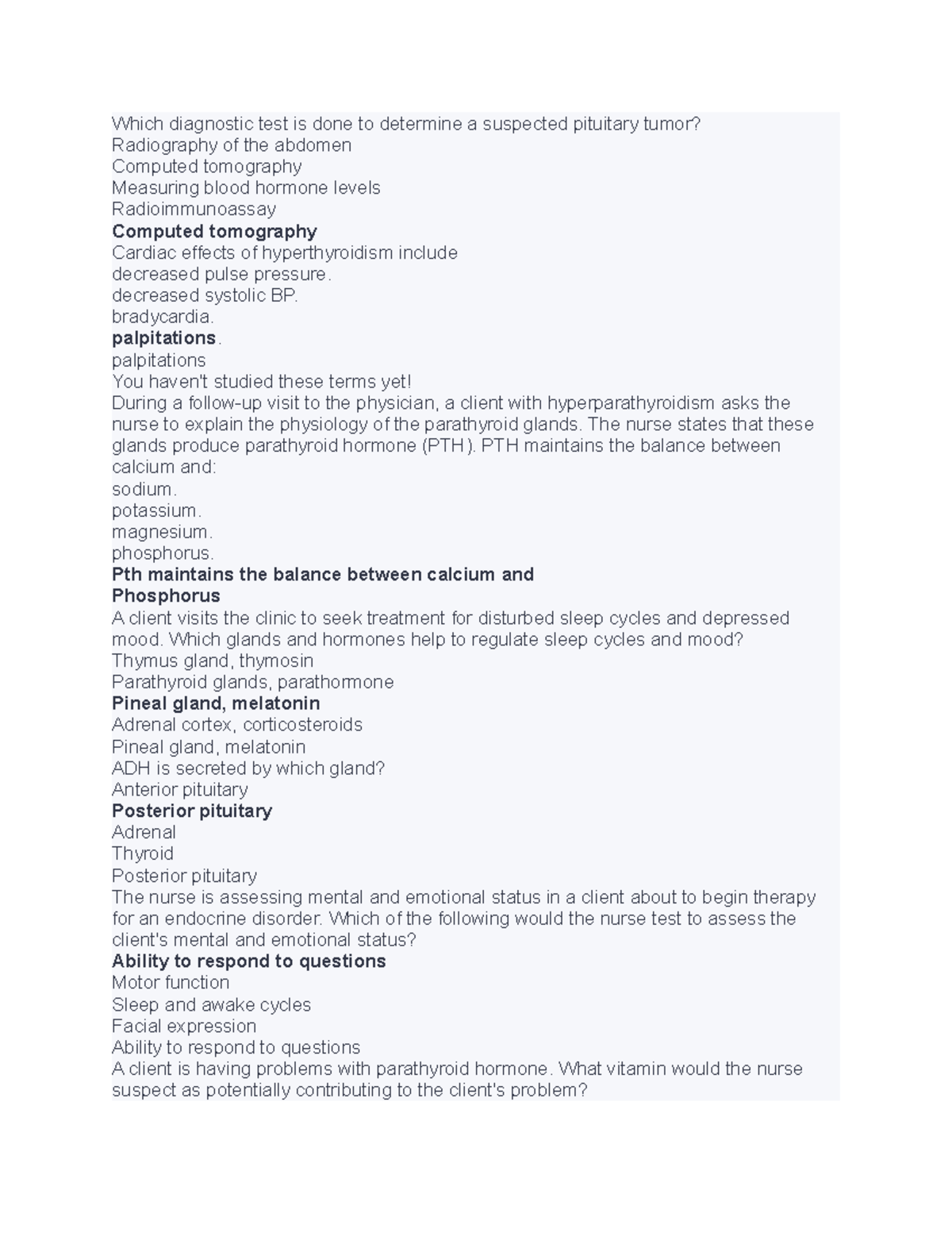 Quizlet Ch 49 Introduction to the Endocrine System - Which diagnostic ...