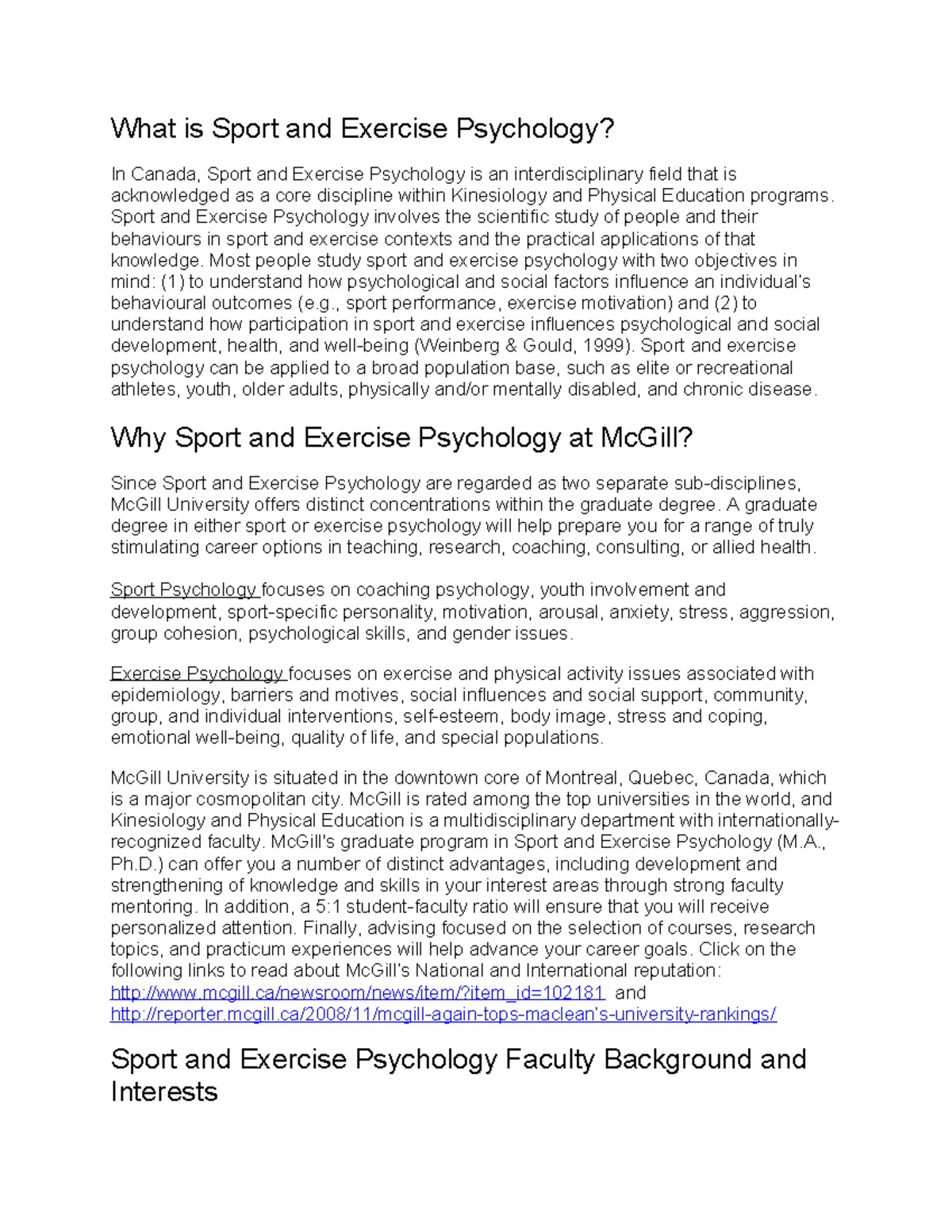 What is Sport and Exercise Psychology - Sport and Exercise Psychology ...