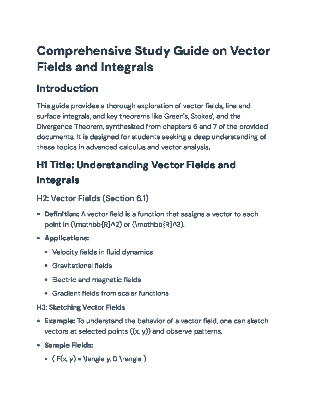 Comprehensive Study Guide on Vector Fields & Integrals (Calc 3 ...