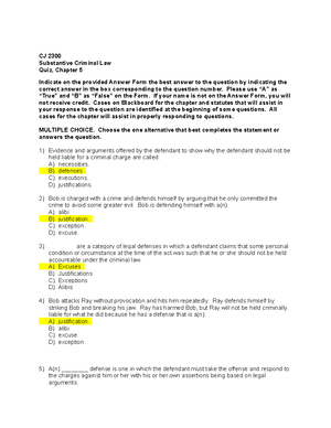 CJ 2300 QUIZ Chap. 04(1) - CJ 2300 Substantive Criminal Law Quiz ...