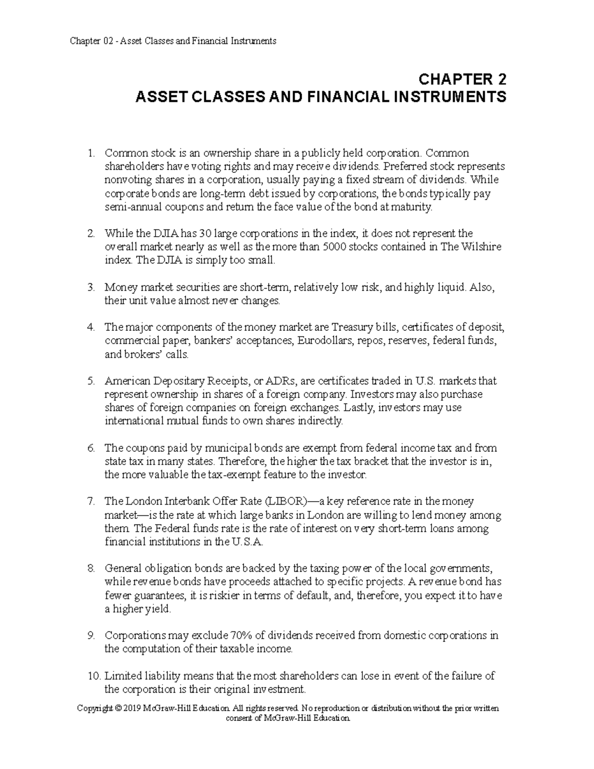 Bodie Essentials of Investments 11e CH02 Asset Classes Overview - Studocu
