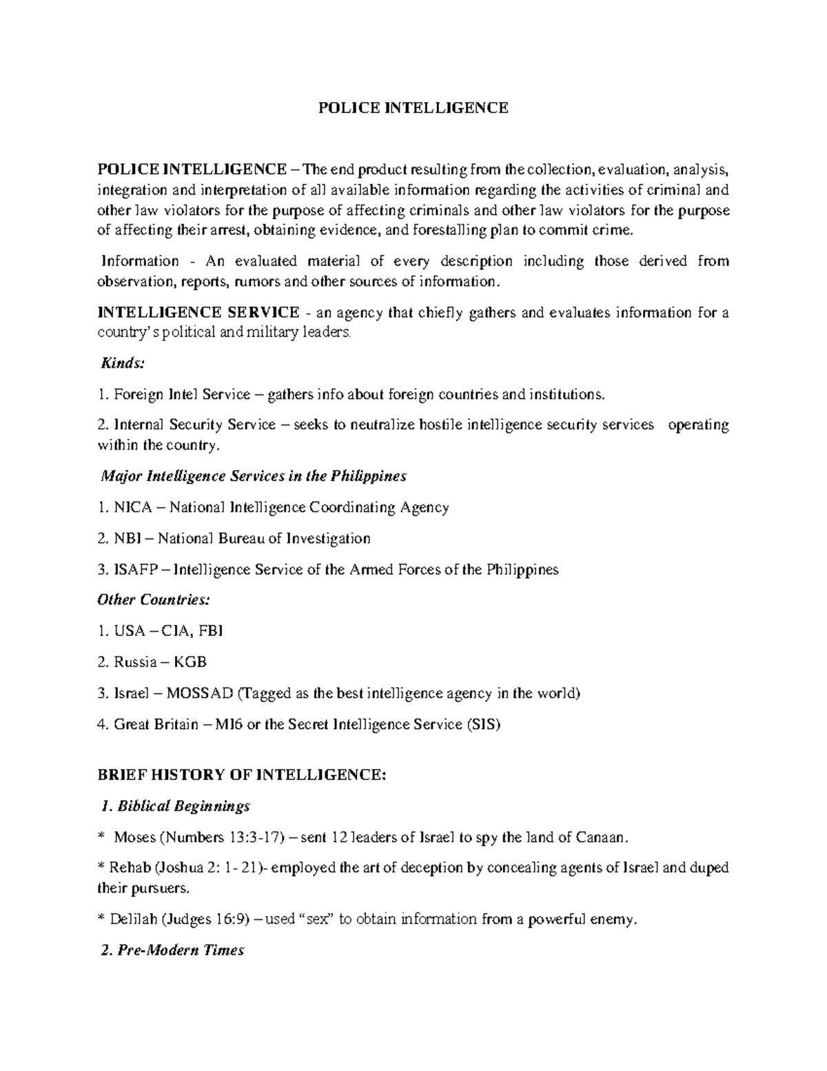 Police Intelligence - none - POLICE INTELLIGENCE POLICE INTELLIGENCE ...