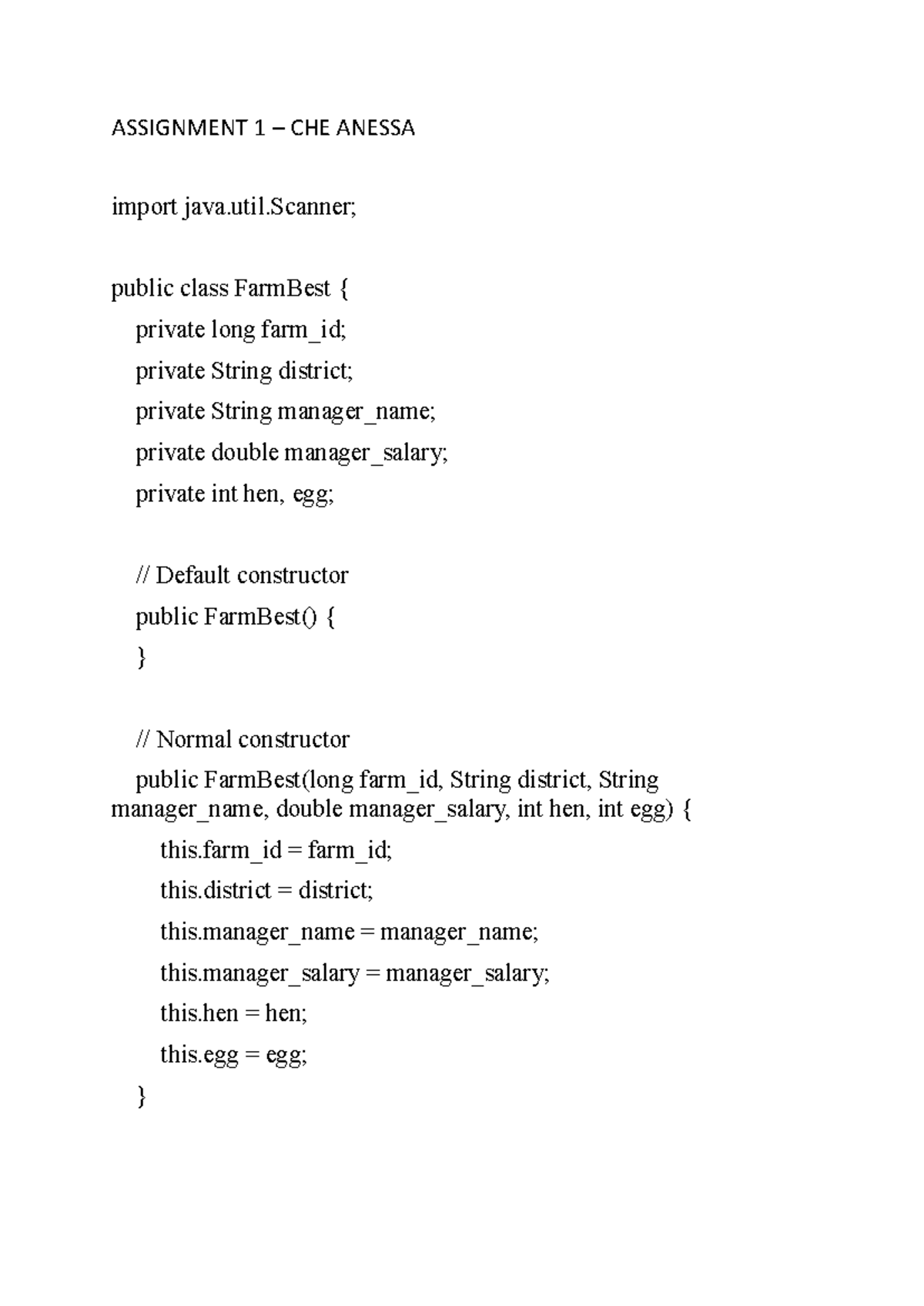 Assignment 1(CSC435) - ASSIGNMENT 1 – CHE ANESSA import java.util ...