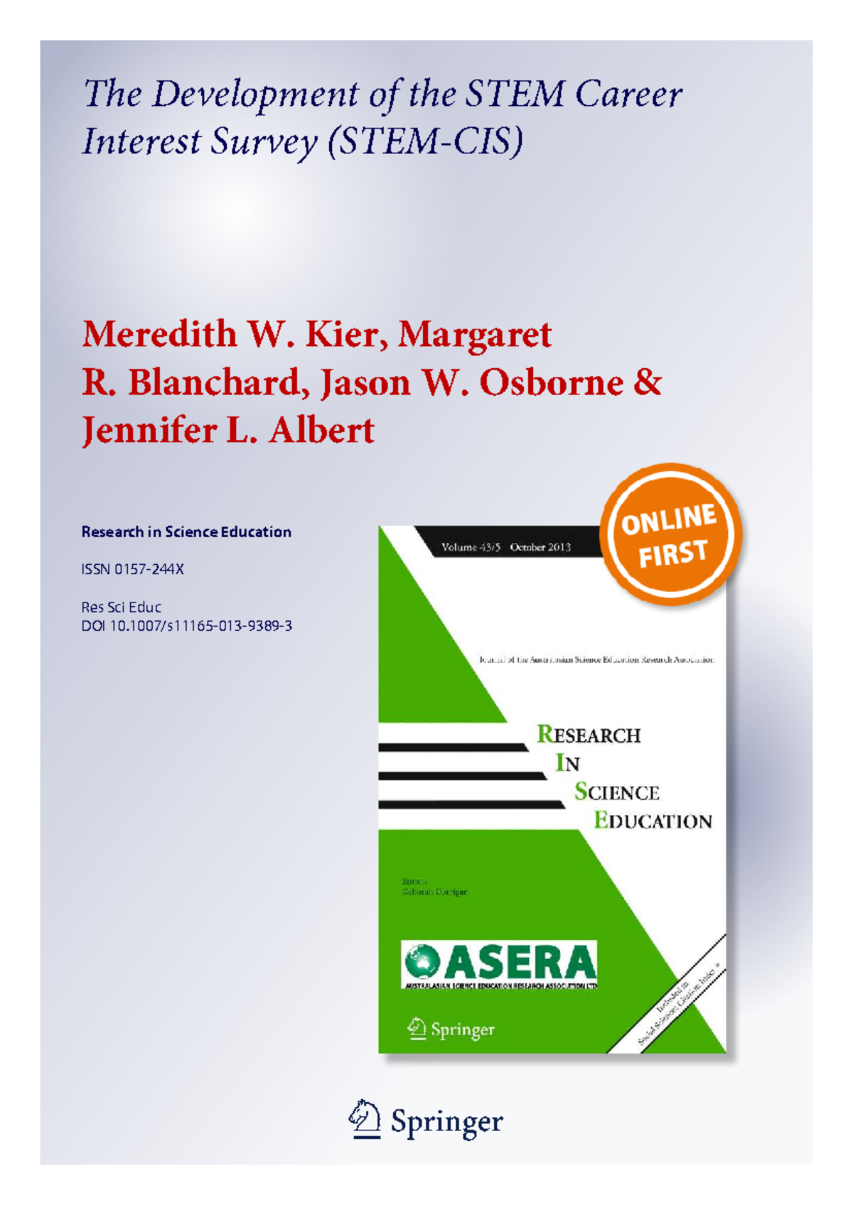 STEM Career Interest Survey Development: Insights for Middle School Students - Studocu