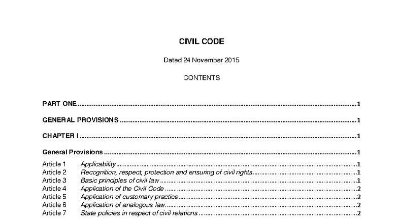 CIVIL CODE 2015 QH13: Comprehensive Overview and Provisions - Studocu
