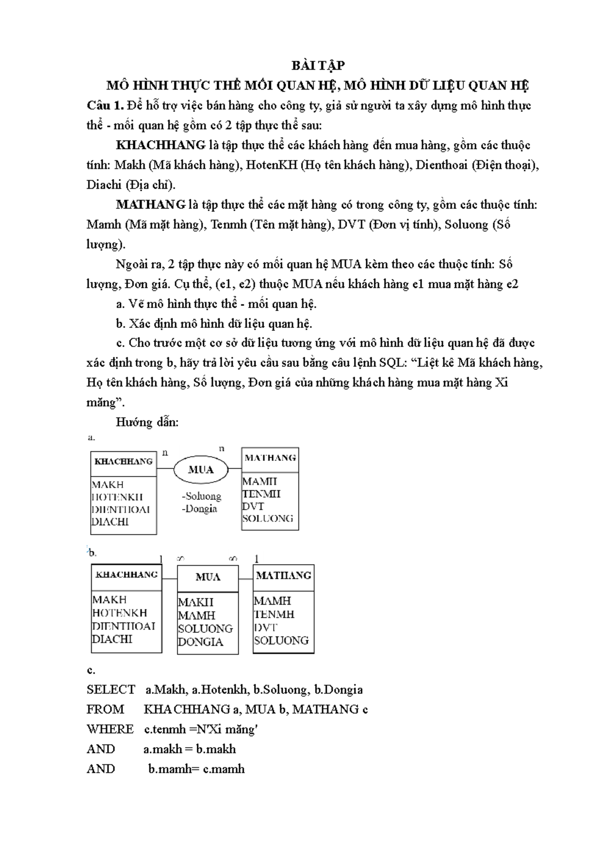 1. Bai tap mo hinh thuc the moi quan he, mo hinh du lieu quan he - BÀI ...