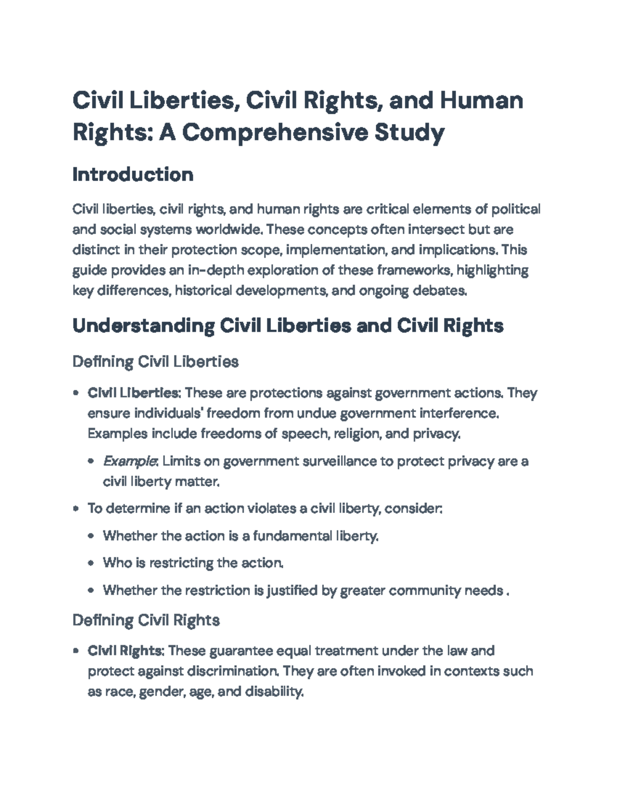 Understanding Civil Liberties, Civil Rights, and Human Rights Analysis ...