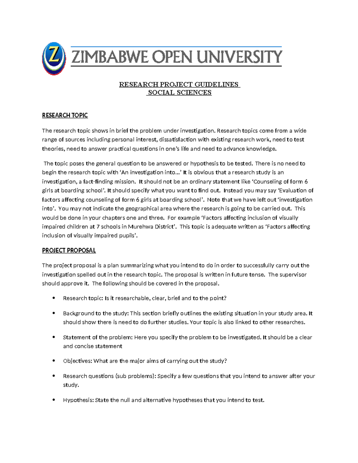 Social Sciences Research Project Guidelines and Steps to Follow - Studocu