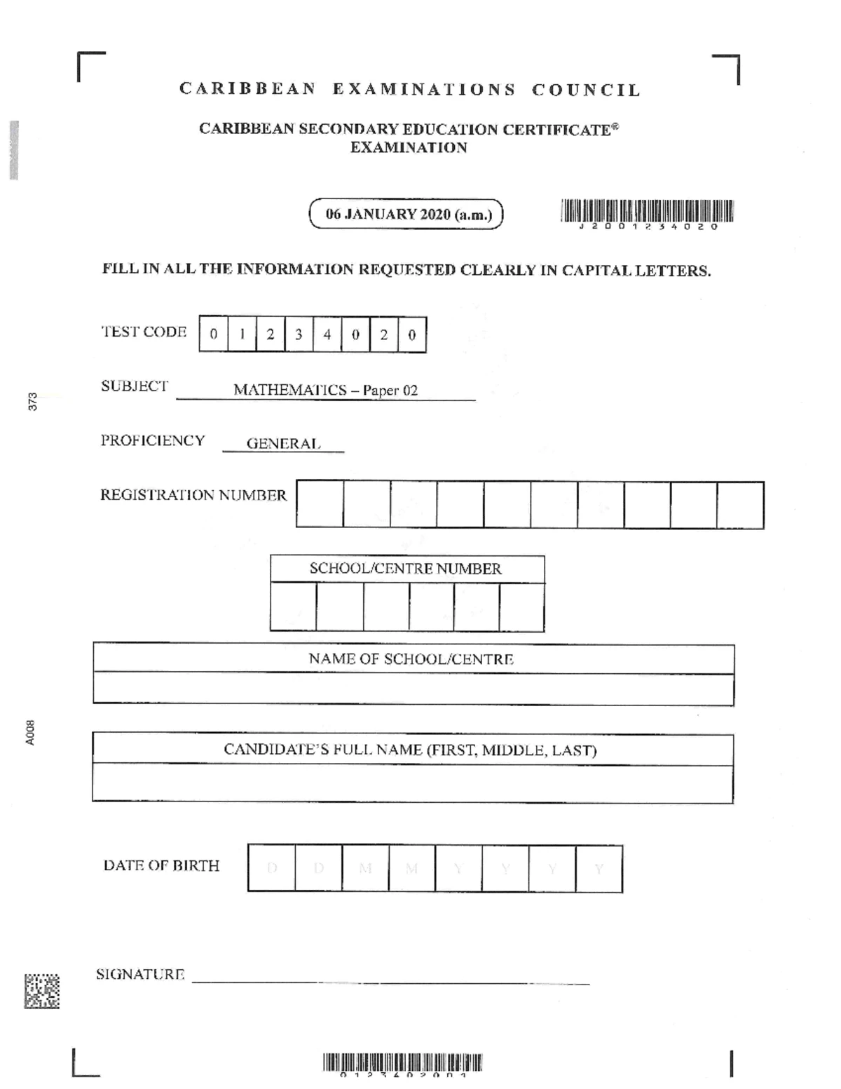 CSEC Math January 2024 Paper 1 - General Proficiency Guide - Studocu