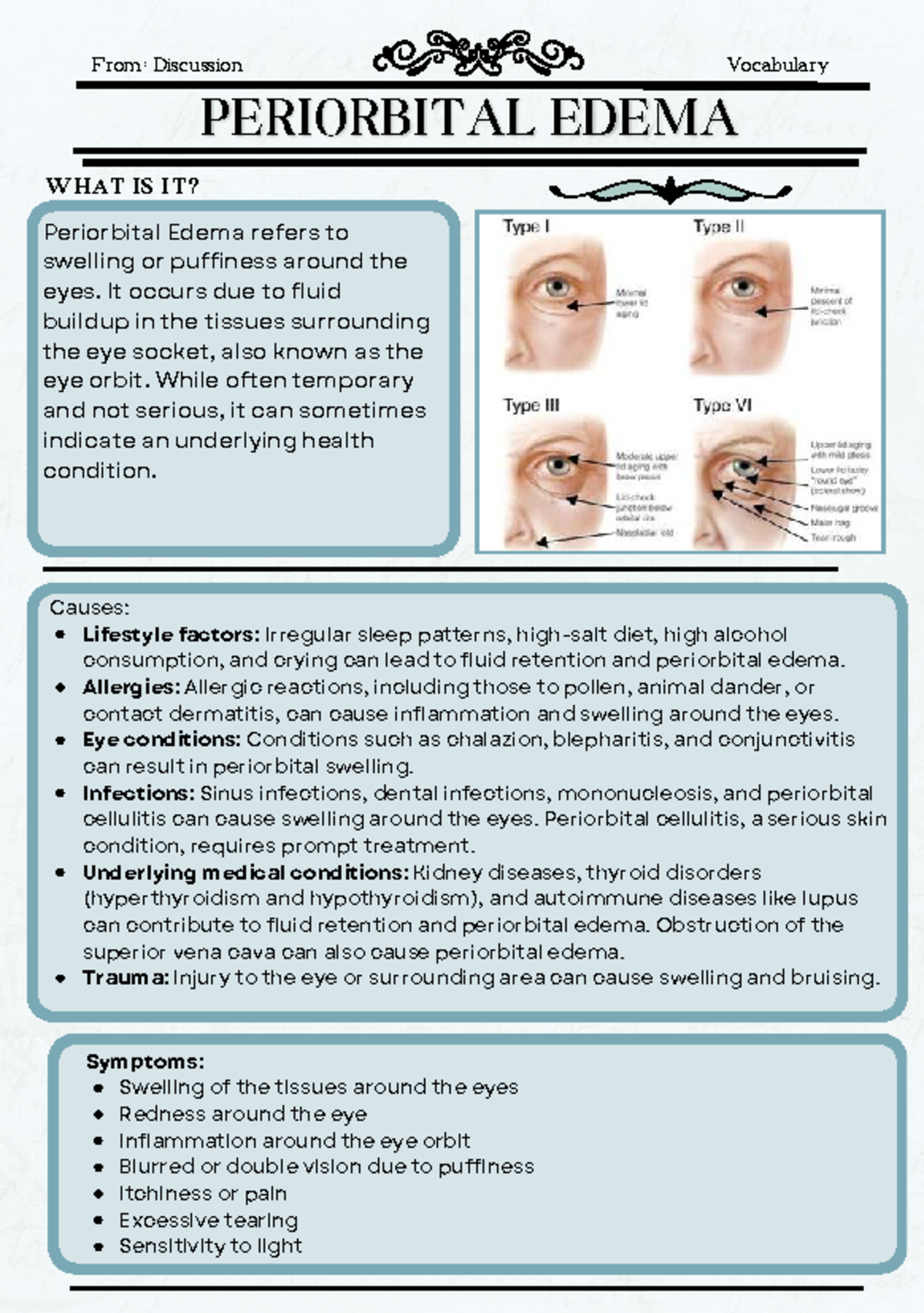 Periorbital Edema: Causes, Symptoms, and Implications - Studocu