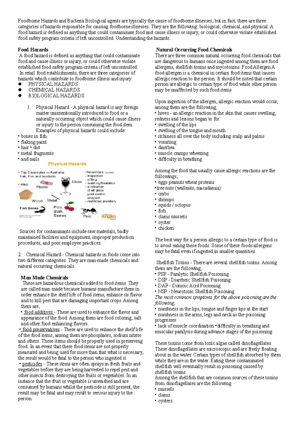 Risk Module 2: Foodborne Hazards - A Comprehensive Review - Studocu