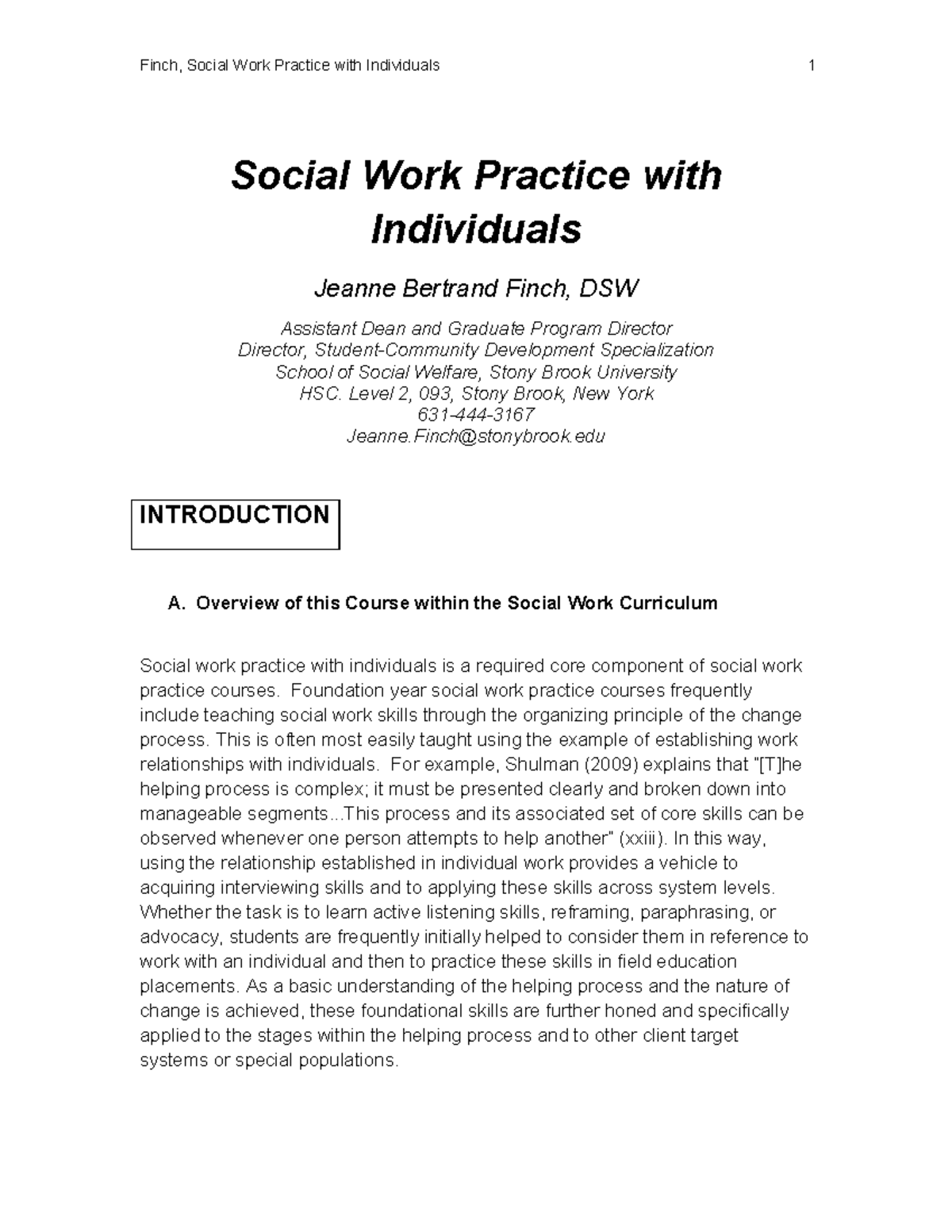 Social Work Practice with Individuals: SW 6979479443979691042 Guide ...