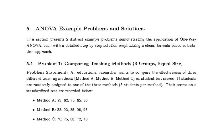 ANOVA Example Problems & Solutions (Course Code: ANOVA 2) - Studocu