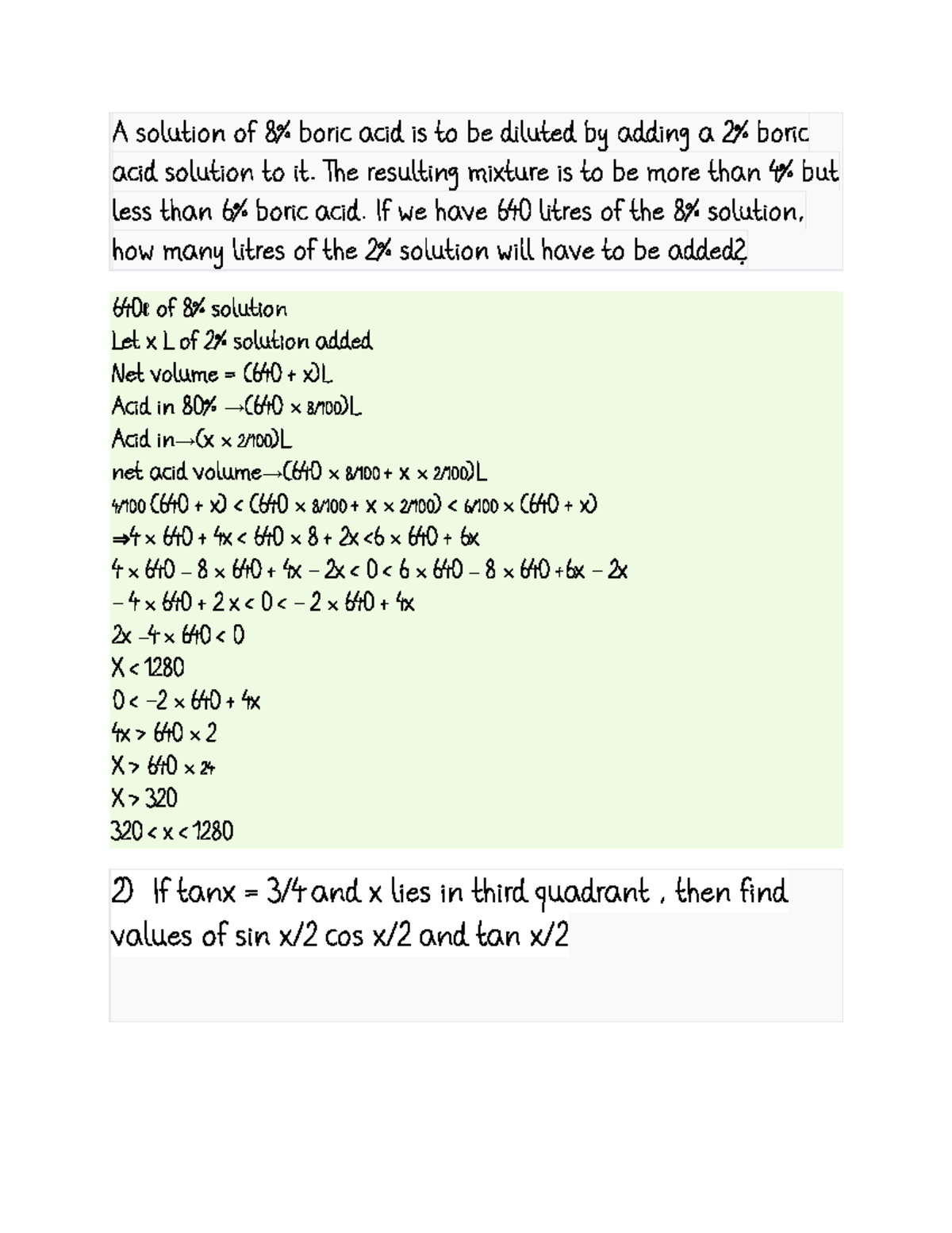 5 Mark Questions on Boric Acid Solution & Trigonometric Functions - Studocu